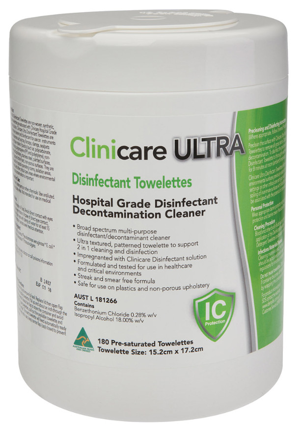 Clinicare ULTRA Disinfectant Towelettes - Ray Purt Dental