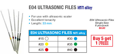E04 Ultrasonic Files Niti Alloy - Ray Purt Dental